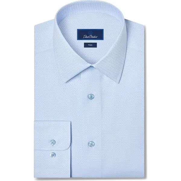 David Donahue Trim Fit Dobby Cotton Dress Shirt - Sky