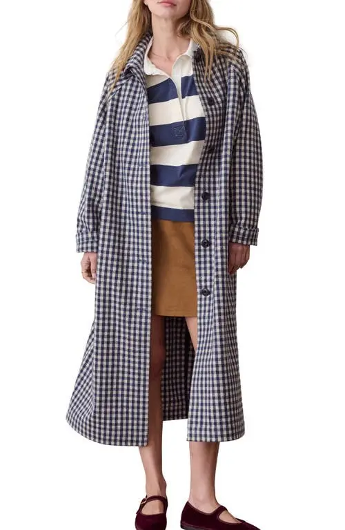 Marine Layer Hayes Gingham Trench Coat - Navy Gingham