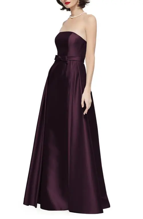 Dessy Collection Regine Strapless Matte Satin Gown - Deep Plum