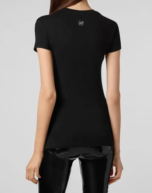 Philipp Plein T-shirt Round Neck Ss Monogram Teddy Bear - Black