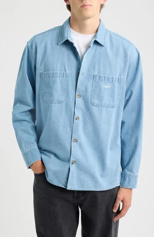 Obey Charlie Cotton Denim Button-up Top