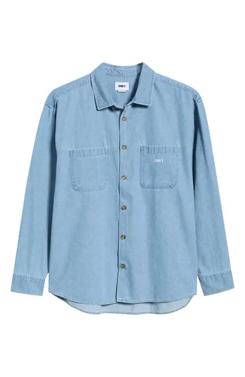 Obey Charlie Cotton Denim Button-up Top