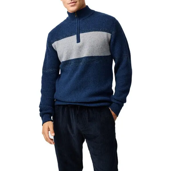 Rodd & Gunn Clover Park Quarter Zip Merino Wool Sweater - Marine