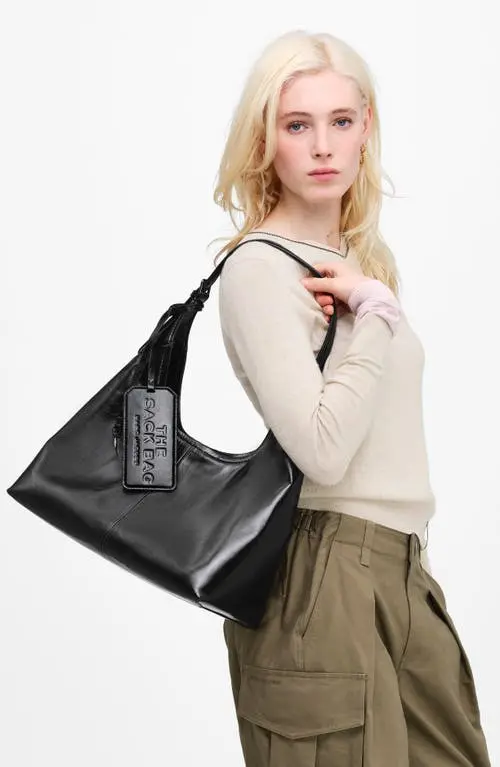 Marc Jacobs The Belted Sack Bag Crinkled Leather Hobo - Black