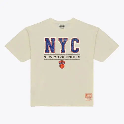 Mitchell & Ness New York Knicks Abbreviation Arch T-shirt - Cream
