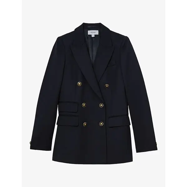 REISS Lauryn Double-breasted Wool-blend Blazer