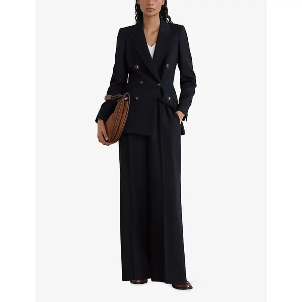 REISS Lauryn Double-breasted Wool-blend Blazer