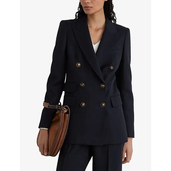 REISS Lauryn Double-breasted Wool-blend Blazer