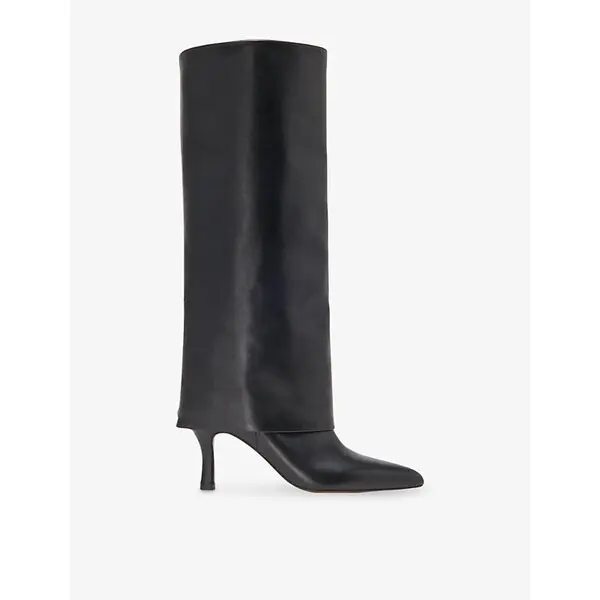 Maje Tubular Leather Heeled Knee-high Boots