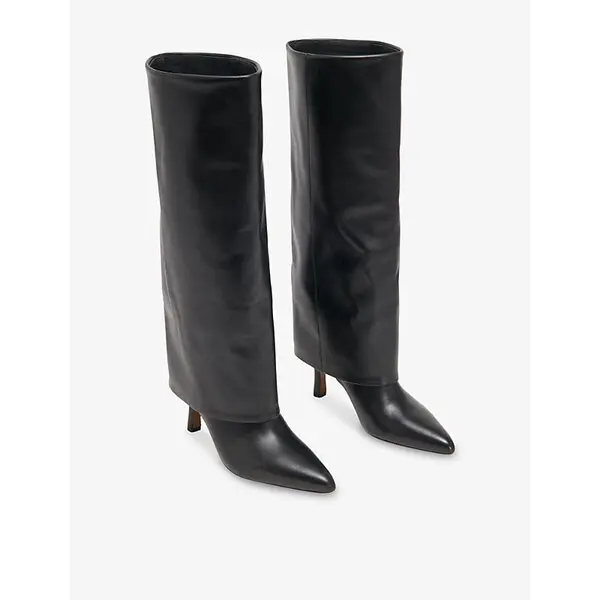 Maje Tubular Leather Heeled Knee-high Boots