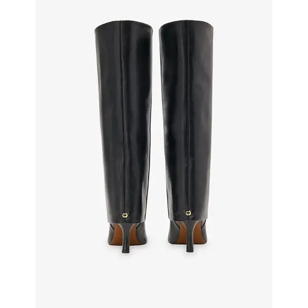 Maje Tubular Leather Heeled Knee-high Boots