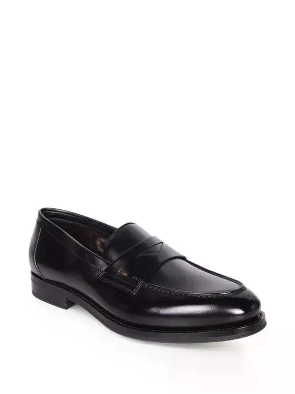 Santoni Leather Penny Loafers
