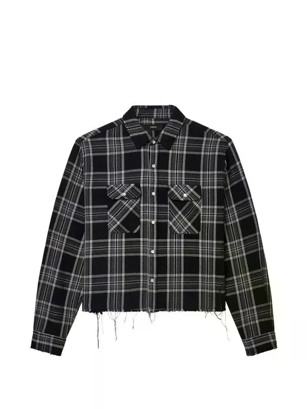 PURPLE BRAND Raw-edge Checked Shirt - Black