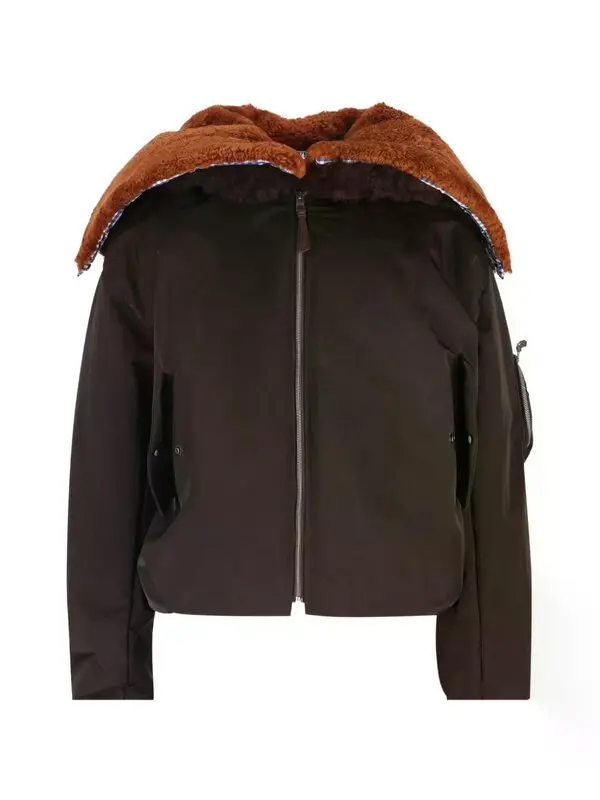 Loewe Shearling-trimmed Bomber Jacket - Brown