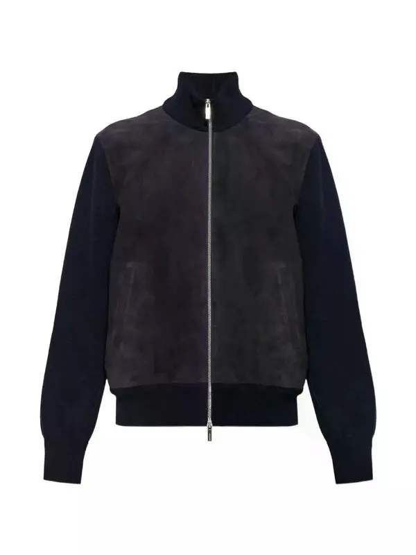 FERRAGAMO Suede Blouson With Knitted Details