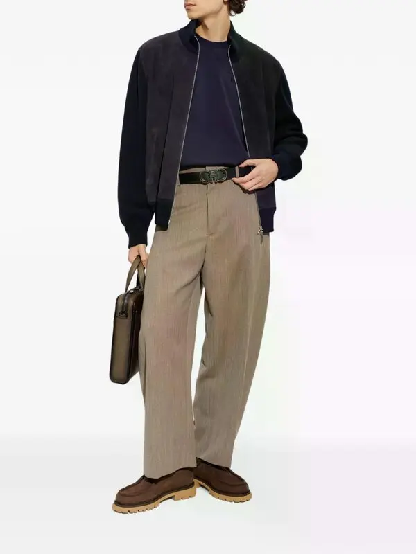 FERRAGAMO Suede Blouson With Knitted Details
