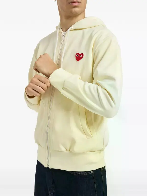 Play Comme Des Garcon Heart-patch Zip-up Hoodie