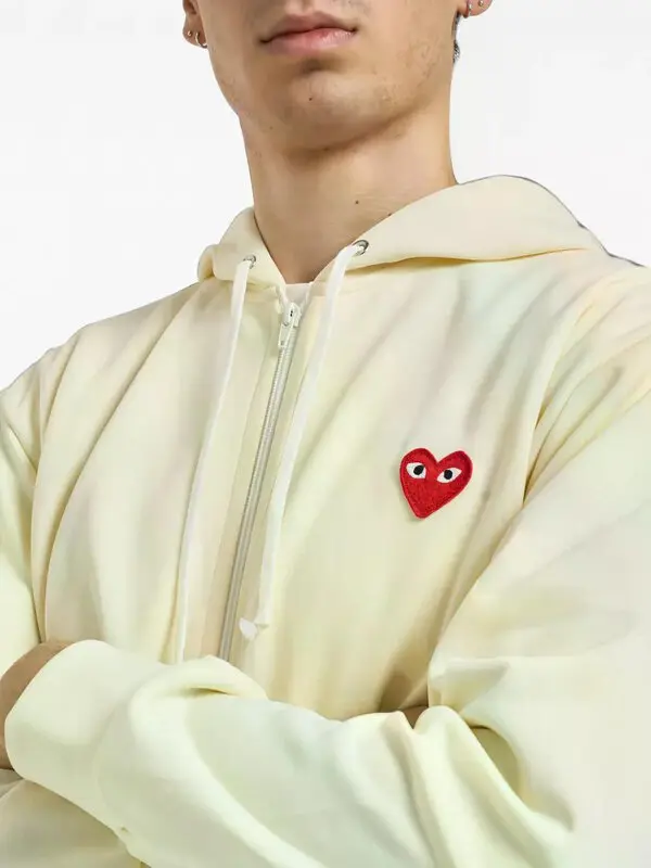 Play Comme Des Garcon Heart-patch Zip-up Hoodie