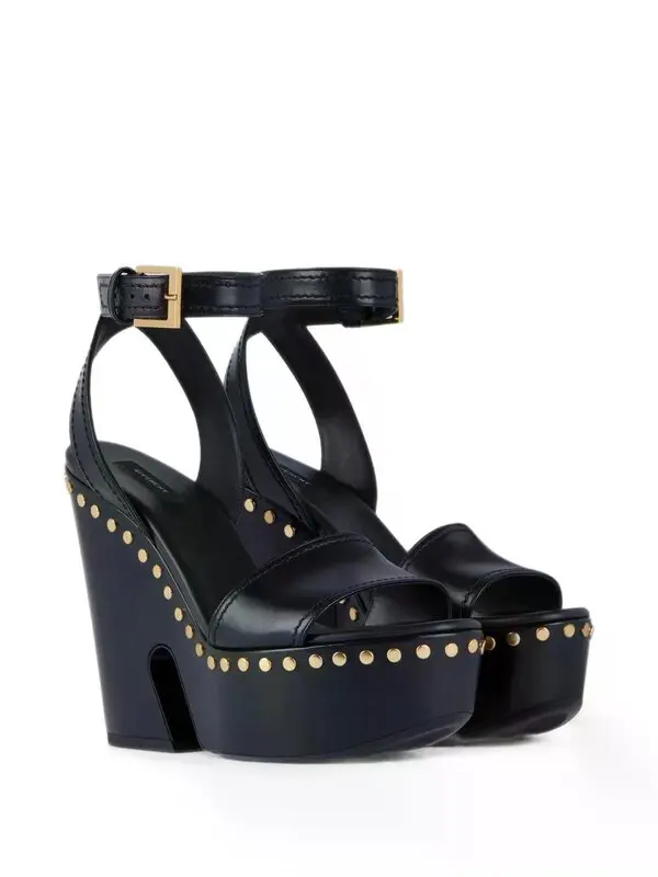 Givenchy Clog Platform Sandals In Leather With Studs Detail - Black