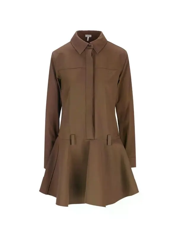 Loewe Anagram-embroidered Flared Shirt Dress