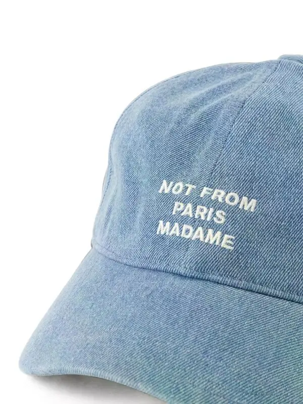 Drole De Monsieur Casquette Slogan-embroidered Denim Cap