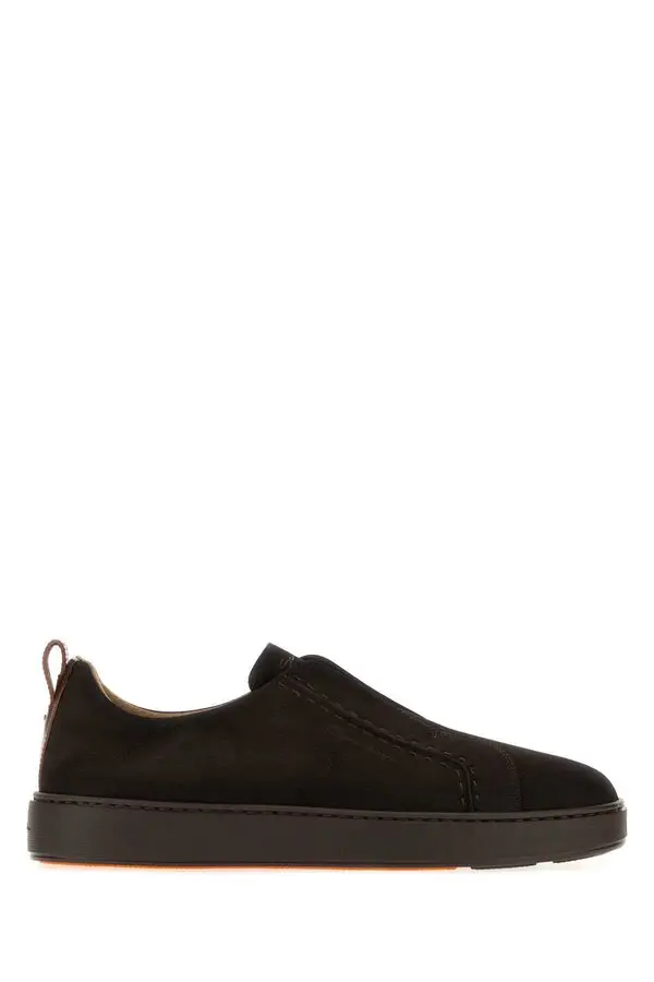 Santoni Dark Nubuck Victory Slip Ons