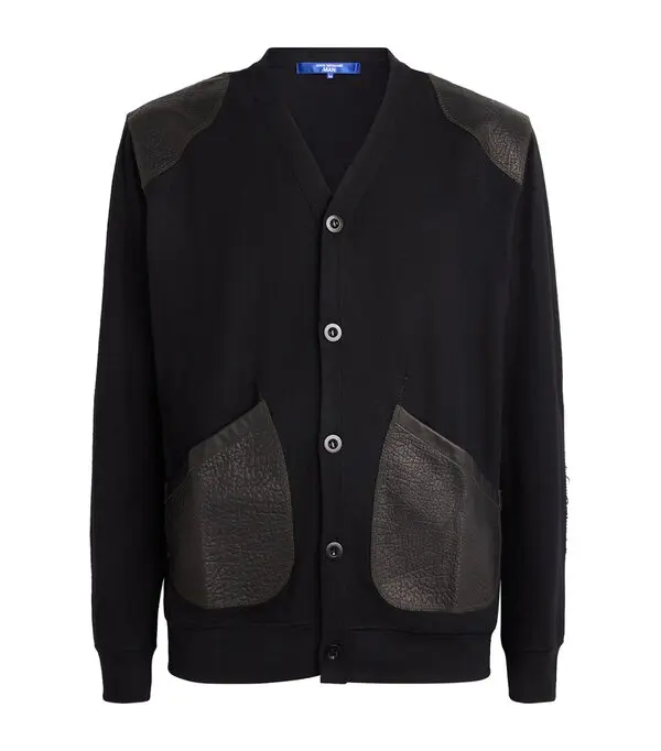 Junya Watanabe Wool Leather-patch Cardigan - Black