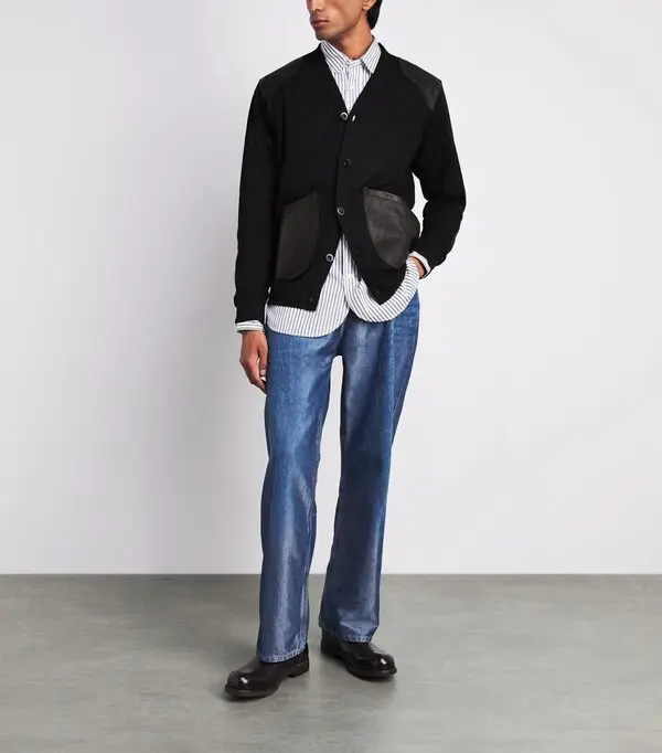 Junya Watanabe Wool Leather-patch Cardigan
