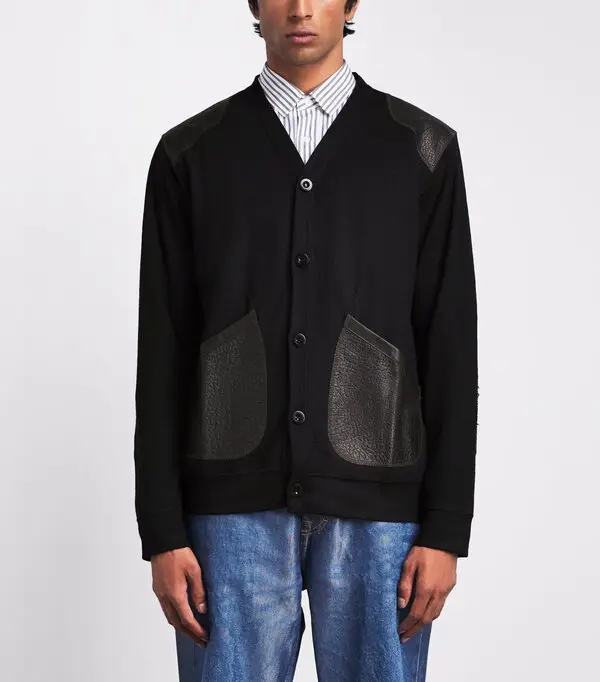 Junya Watanabe Wool Leather-patch Cardigan