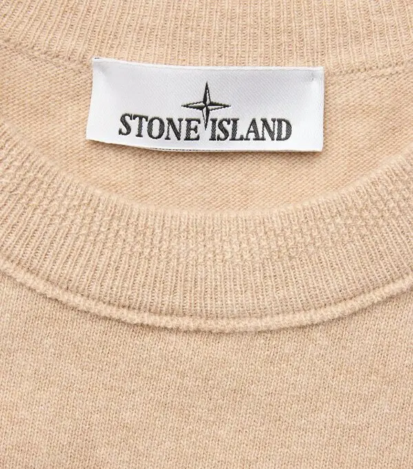 Stone Island Virgin Wool Compass Logo Sweater - Beige