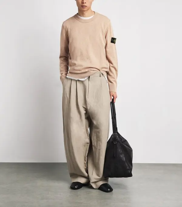 Stone Island Virgin Wool Compass Logo Sweater - Beige