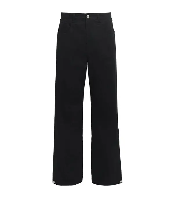 SYSTEM Cotton-blend Side-pleated Trousers - Black