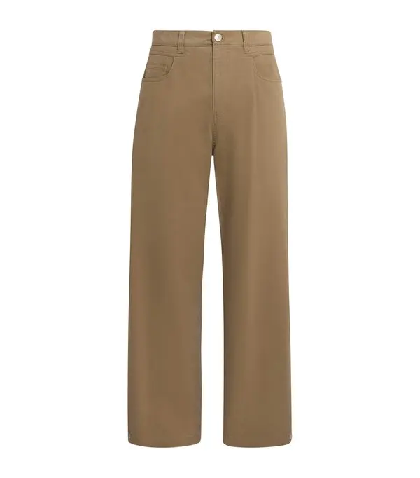 SYSTEM Cotton-blend Side-pleated Trousers - Brown