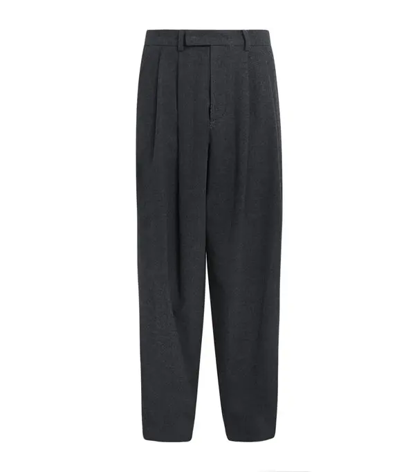 SYSTEM Wool-blend Double Pleated Wide Trousers - Black