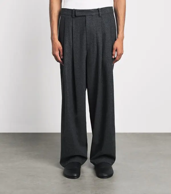SYSTEM Wool-blend Double Pleated Wide Trousers