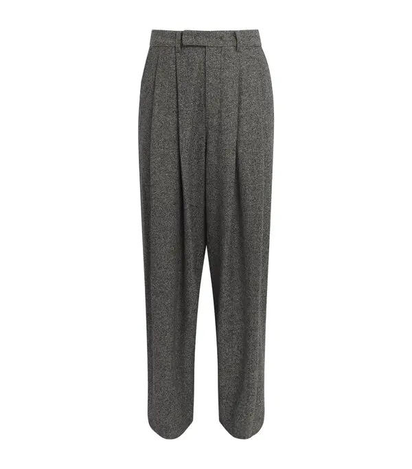 SYSTEM Wool-blend Double Pleated Trousers - Black