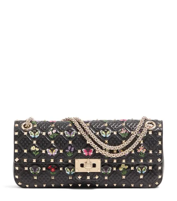 Valentino Garavani Medium Embroidered Rockstud Spike Shoulder Bag