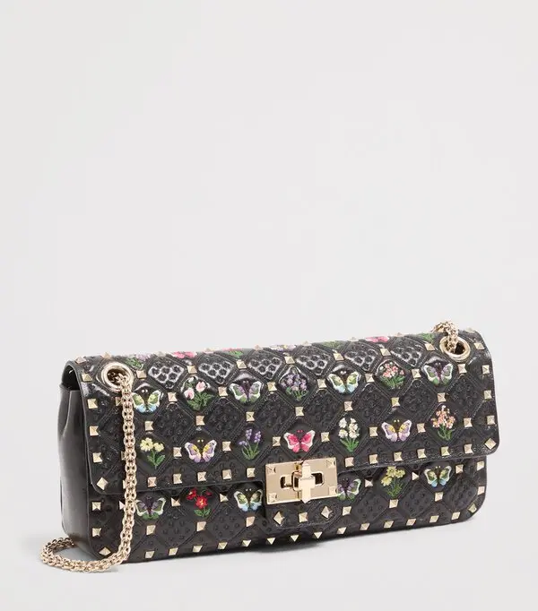 Valentino Garavani Medium Embroidered Rockstud Spike Shoulder Bag