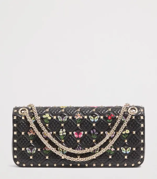 Valentino Garavani Medium Embroidered Rockstud Spike Shoulder Bag