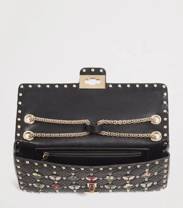 Valentino Garavani Medium Embroidered Rockstud Spike Shoulder Bag