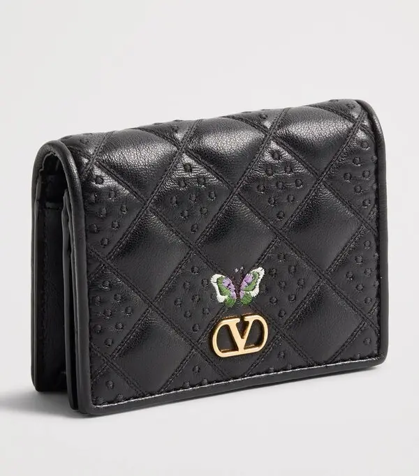 Valentino Garavani Leather Flutterby Flap French Wallet