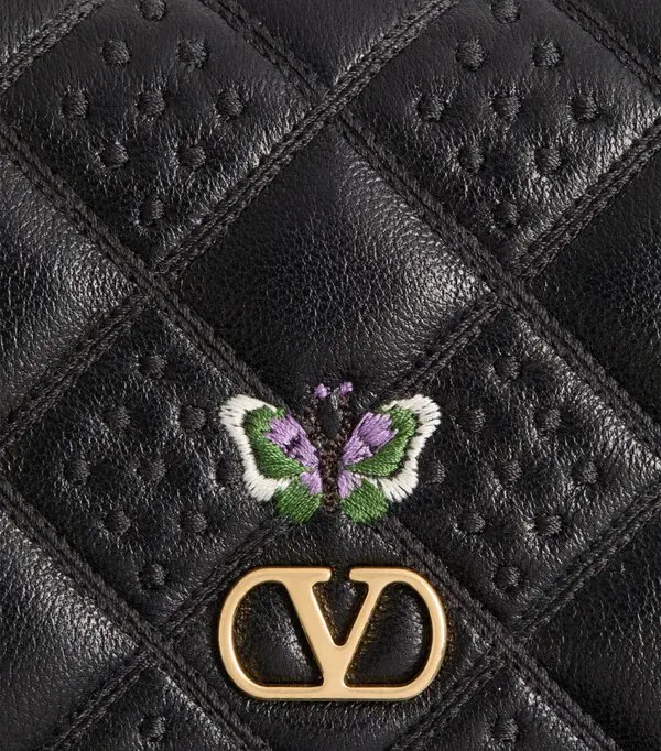 Valentino Garavani Leather Flutterby Flap French Wallet