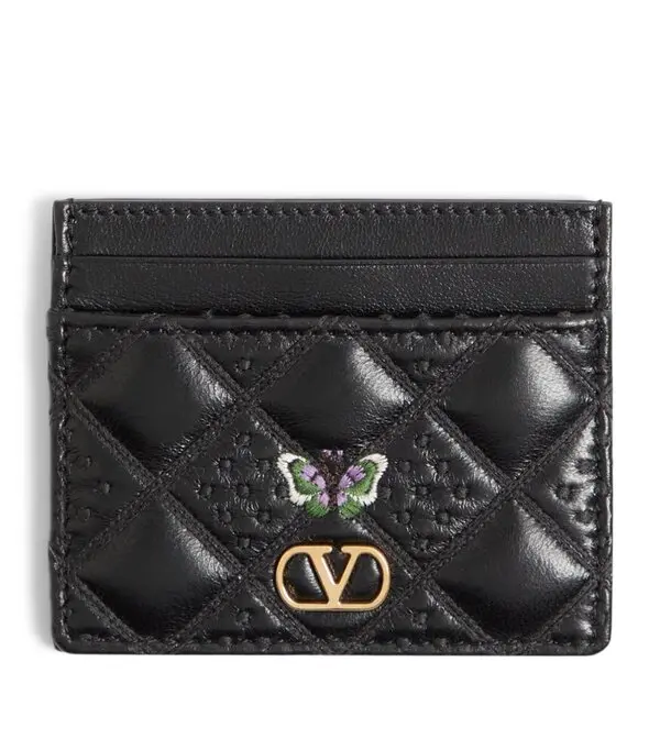 Valentino Garavani Leather Flutterby Card Holder - Black