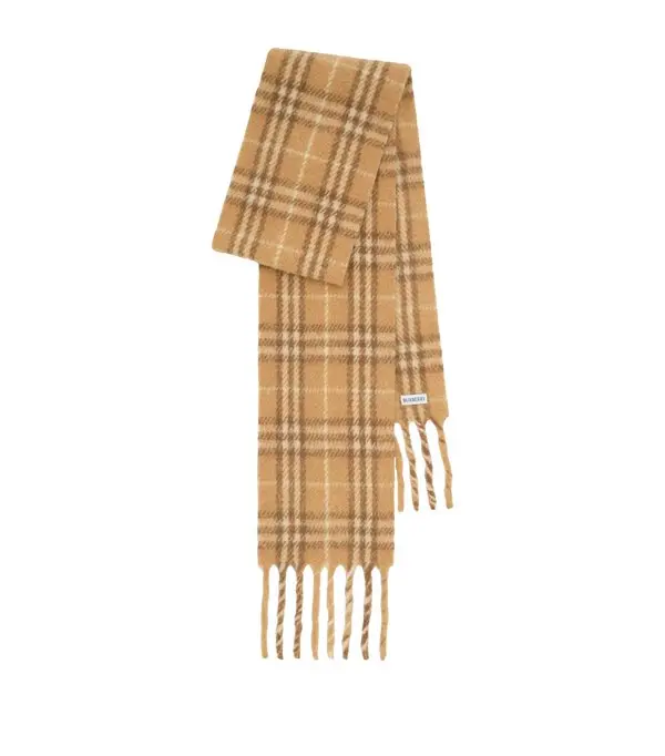 Burberry Alpaca-wool-blend Narrow Check Scarf - Beige