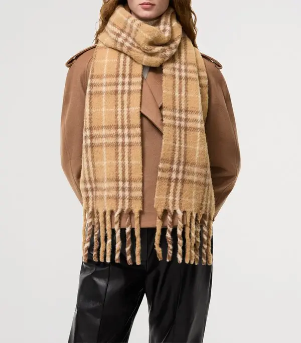Burberry Alpaca-wool-blend Narrow Check Scarf
