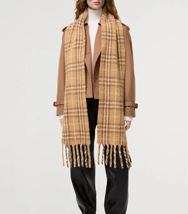 Burberry Alpaca-wool-blend Narrow Check Scarf