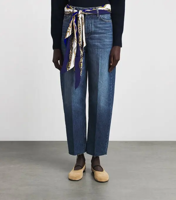 Maje Scarf-detail Barrel Jeans