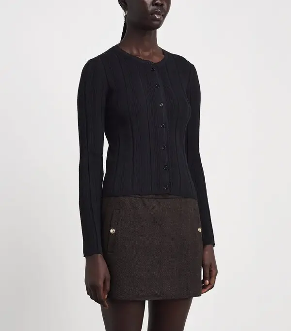 Maje Knit Pointelle Tank And Cardigan Set