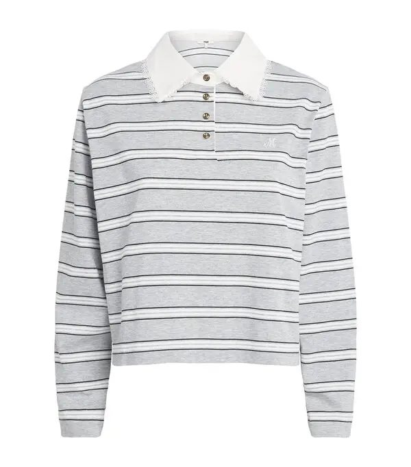 Maje Lace-collar Polo Sweater - Black