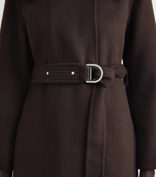 Maje Wool-blend Faux Fur-collar Coat